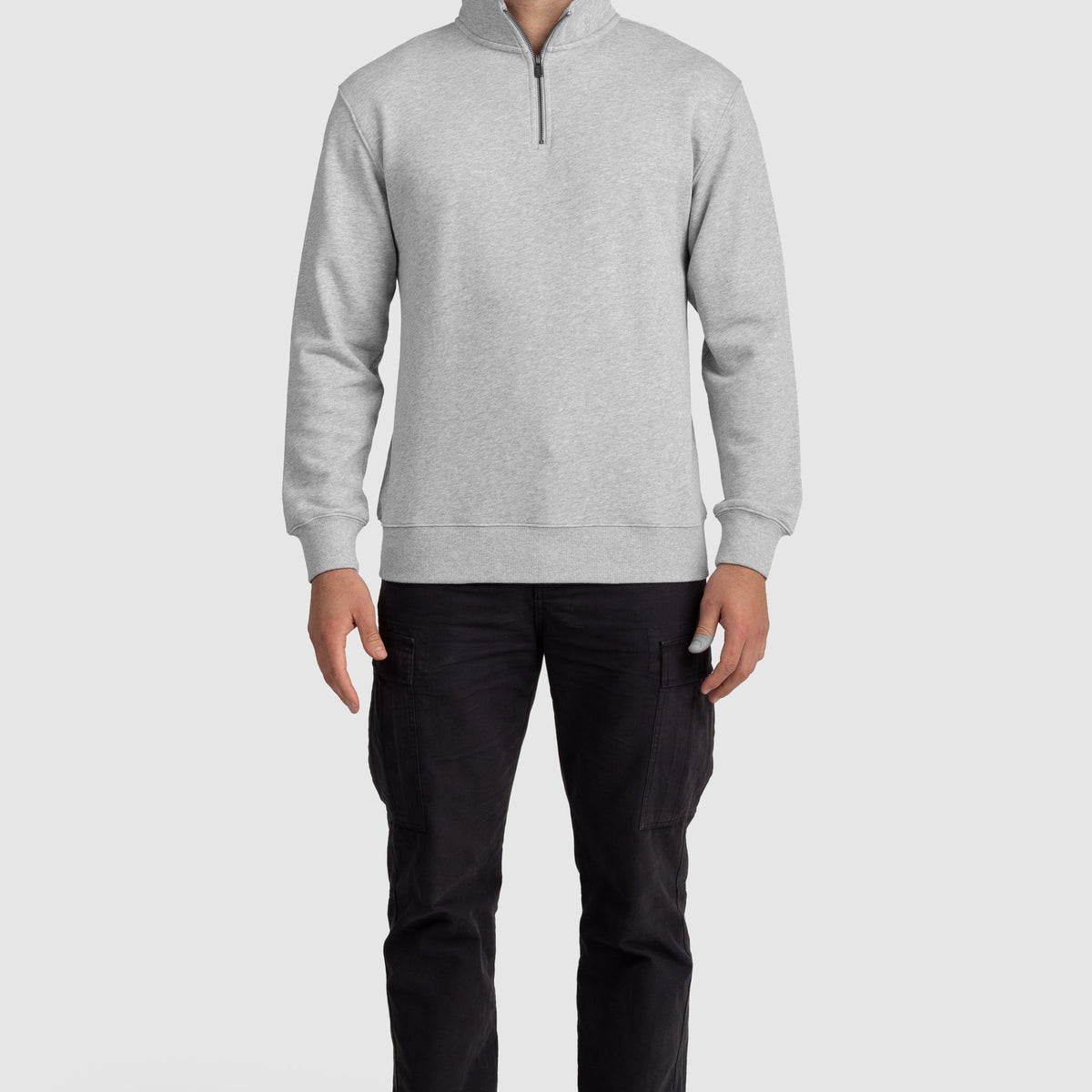 Mens Standard Quarter Zip Grey Marle – Custom by ORTC